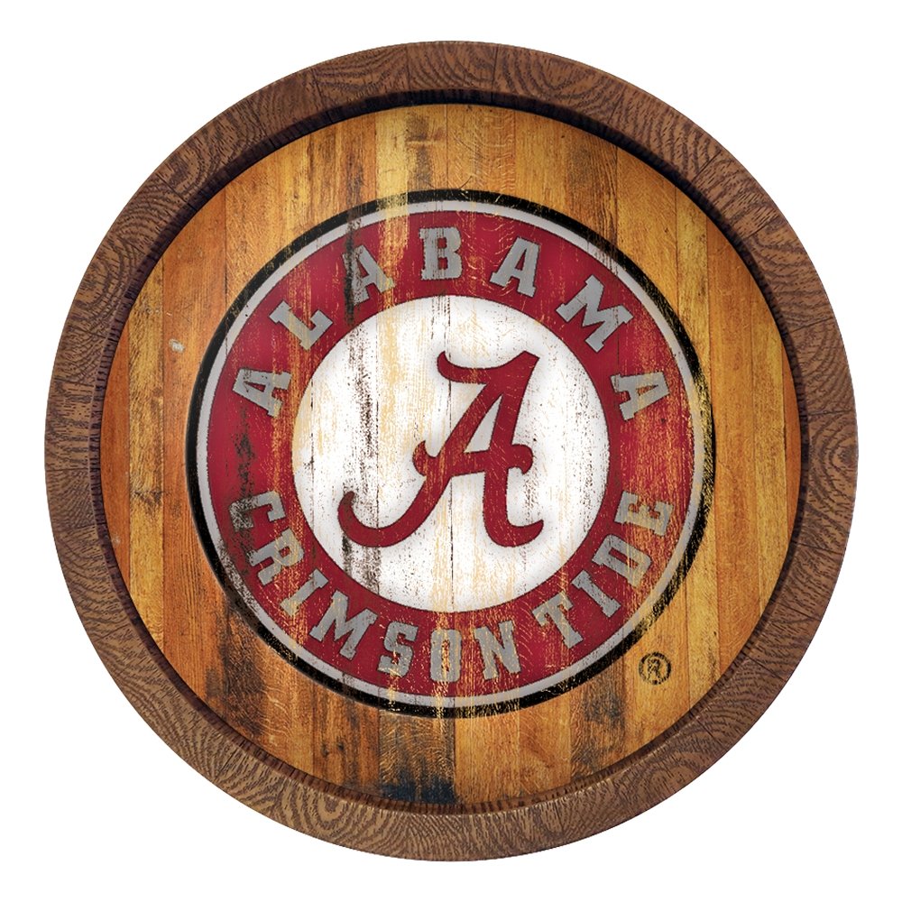Alabama Crimson Tide: School Seal - Weathered "Faux" Barrel Top Sign ...