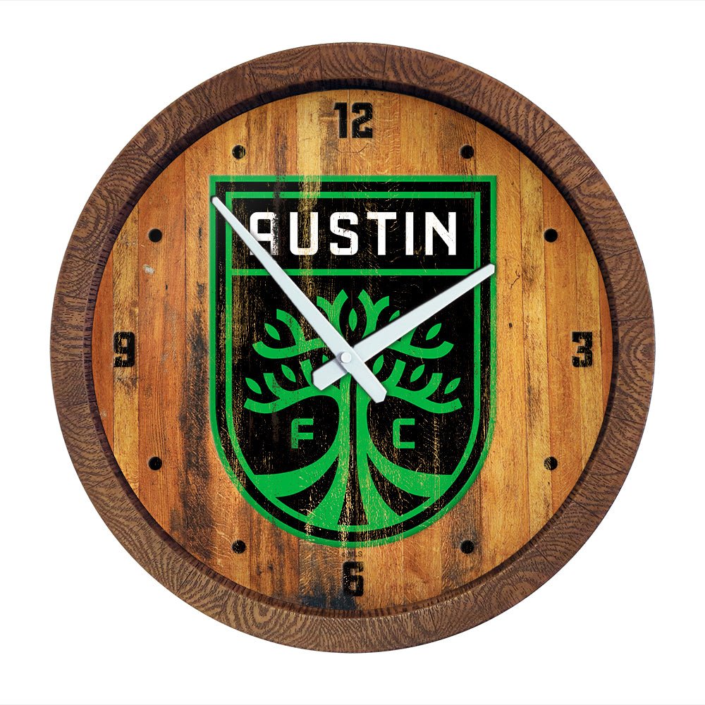 Austin F.C.: Weathered "Faux" Barrel Top Clock - The Fan-Brand