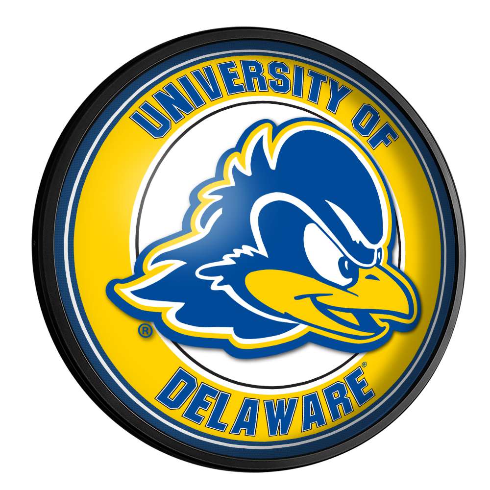 Delaware Blue Hens: Round Slimline Lighted Wall Sign - The Fan-Brand