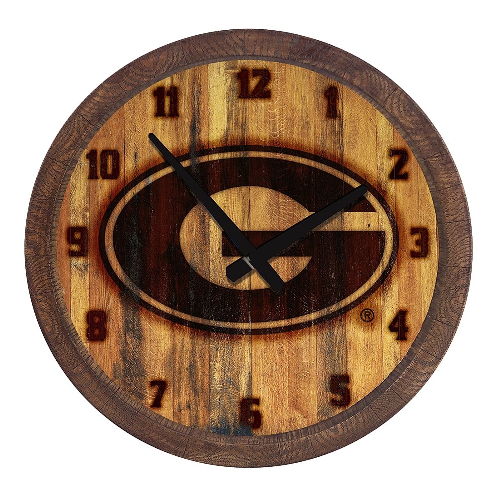 Georgia Bulldogs: Branded "Faux" Barrel Top Wall Clock - The Fan-Brand