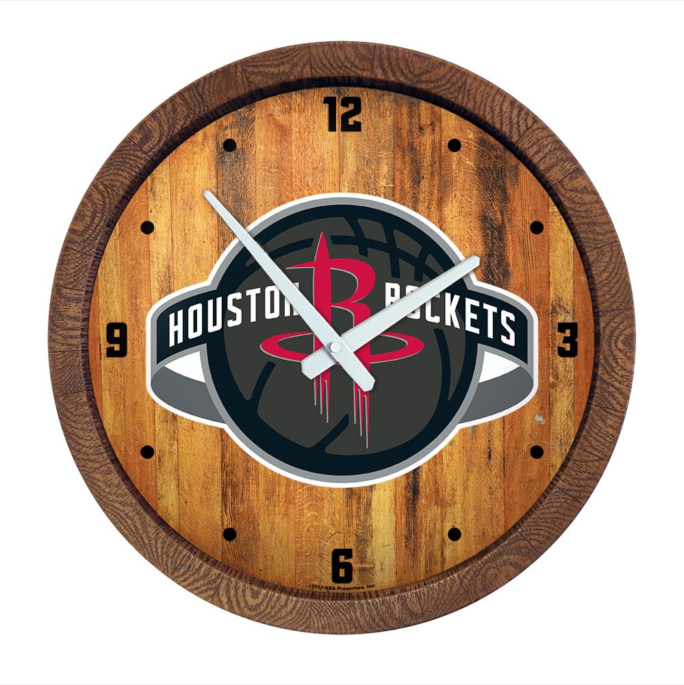 Houston Rockets: Logo - "Faux" Barrel Top Clock - The Fan-Brand