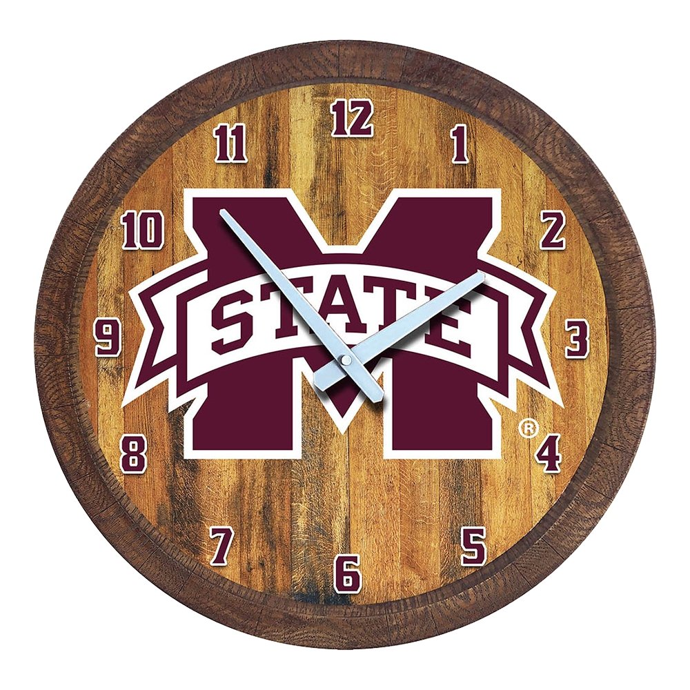 Mississippi State Bulldogs: Faux Barrel Top Wall Clock - The Fan-Brand