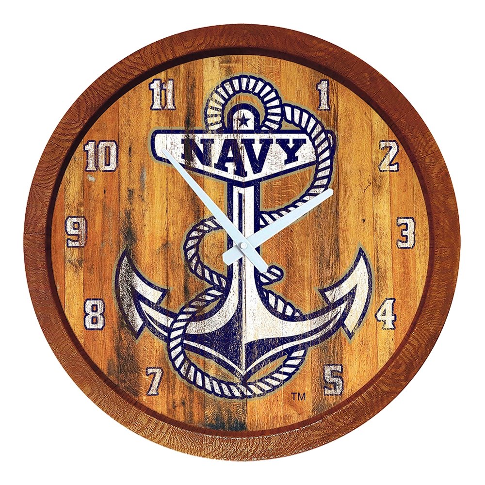 Navy Midshipmen: Anchor - Weathered "Faux" Barrel Top Wall Clock - The ...