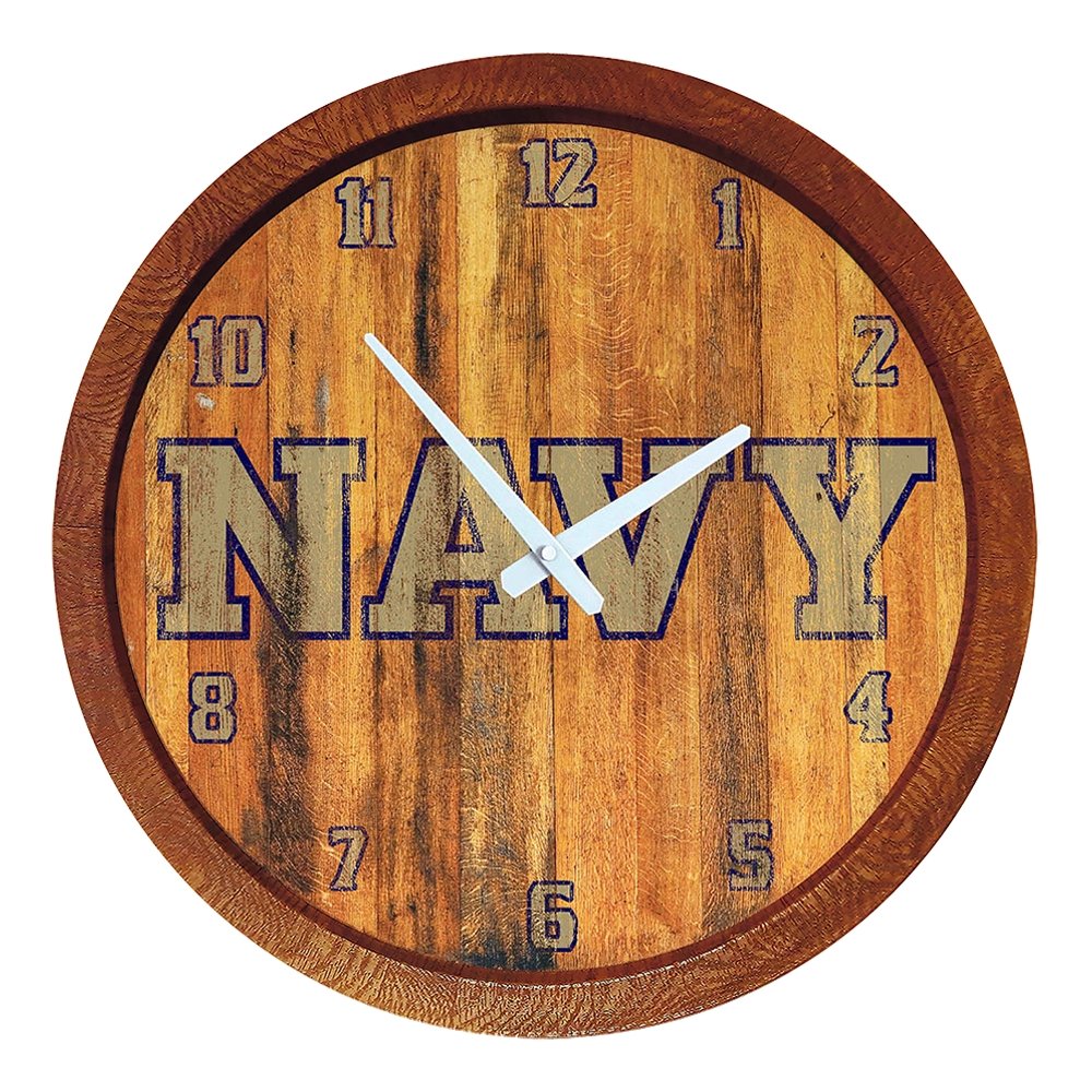 Navy Midshipmen: Wordmark - Weathered "Faux" Barrel Top Wall Clock ...