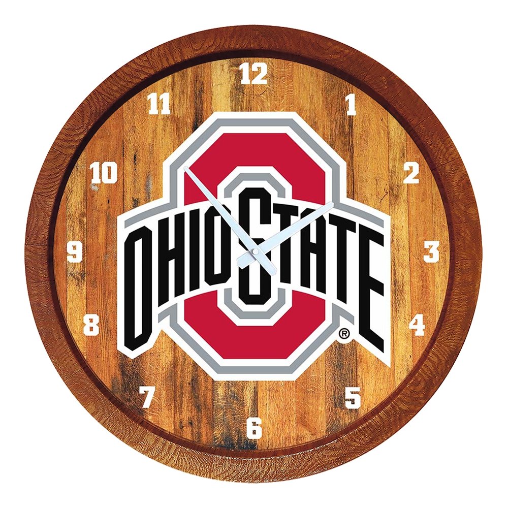 Ohio State Buckeyes: "Faux" Barrel Top Wall Clock - The Fan-Brand