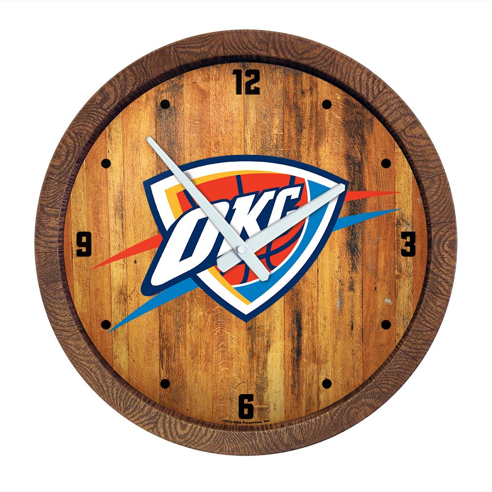 Oklahoma City Thunder: "Faux" Barrel Top Clock - The Fan-Brand