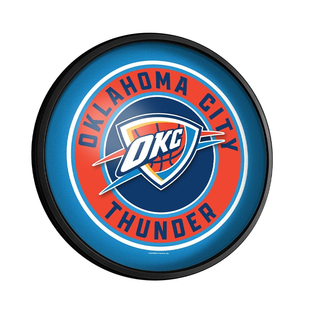 Oklahoma City Thunder: Round Slimline Lighted Wall Sign - The Fan-Brand