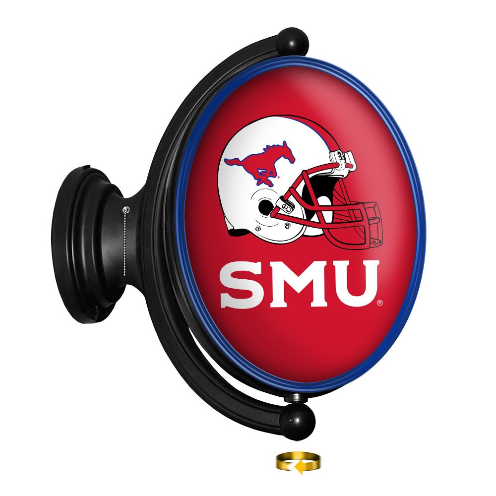 SMU Mustangs: Helmet - Original Oval Rotating Lighted Wall Sign - The ...