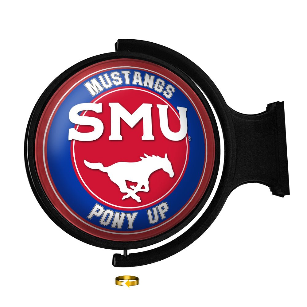 SMU Mustangs: PONY UP - Original Round Rotating Lighted Wall Sign - The ...