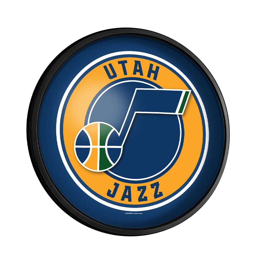 Utah Jazz: Round Slimline Lighted Wall Sign - The Fan-Brand