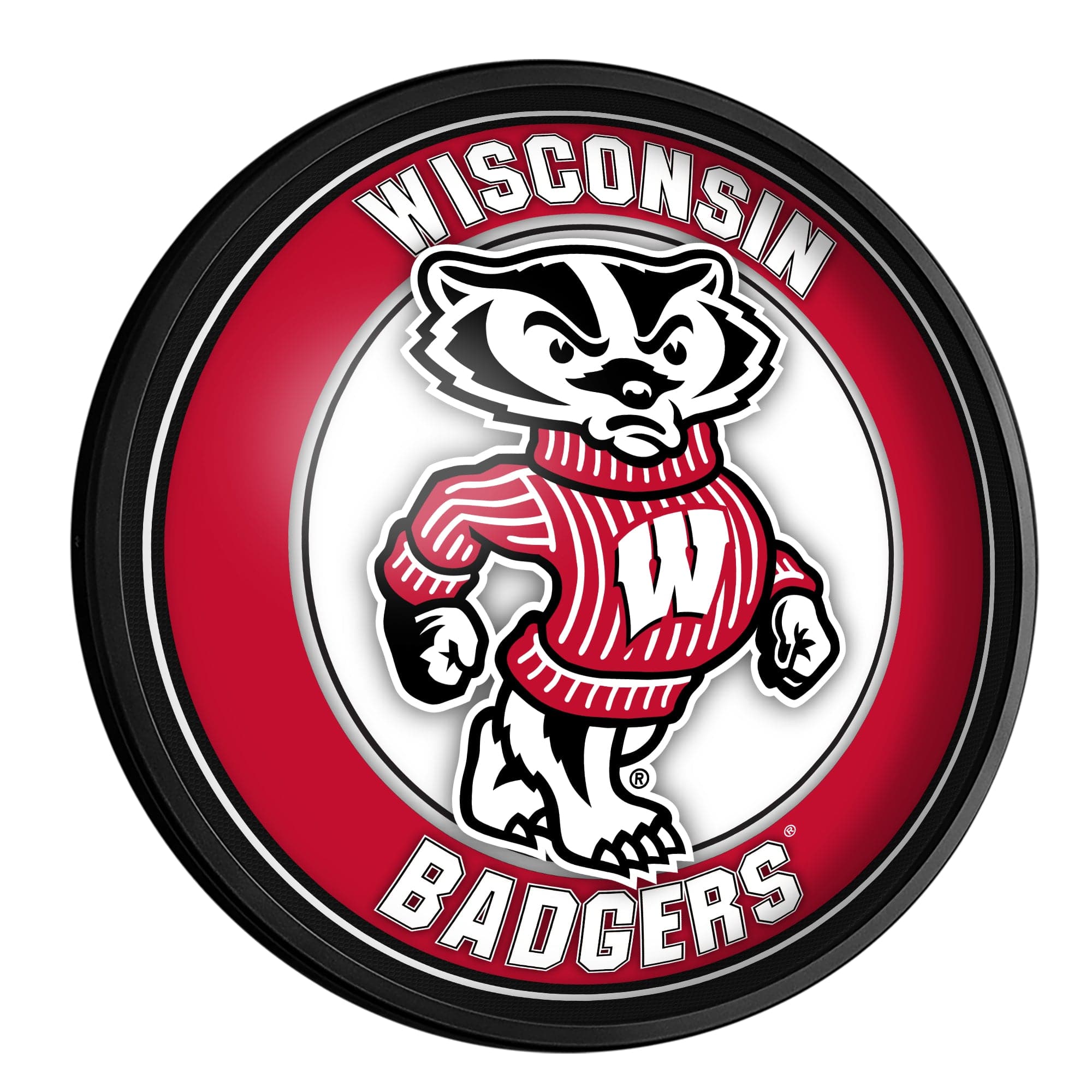 Wisconsin Badgers: Mascot - Round Slimline Lighted Wall Sign - The Fan ...
